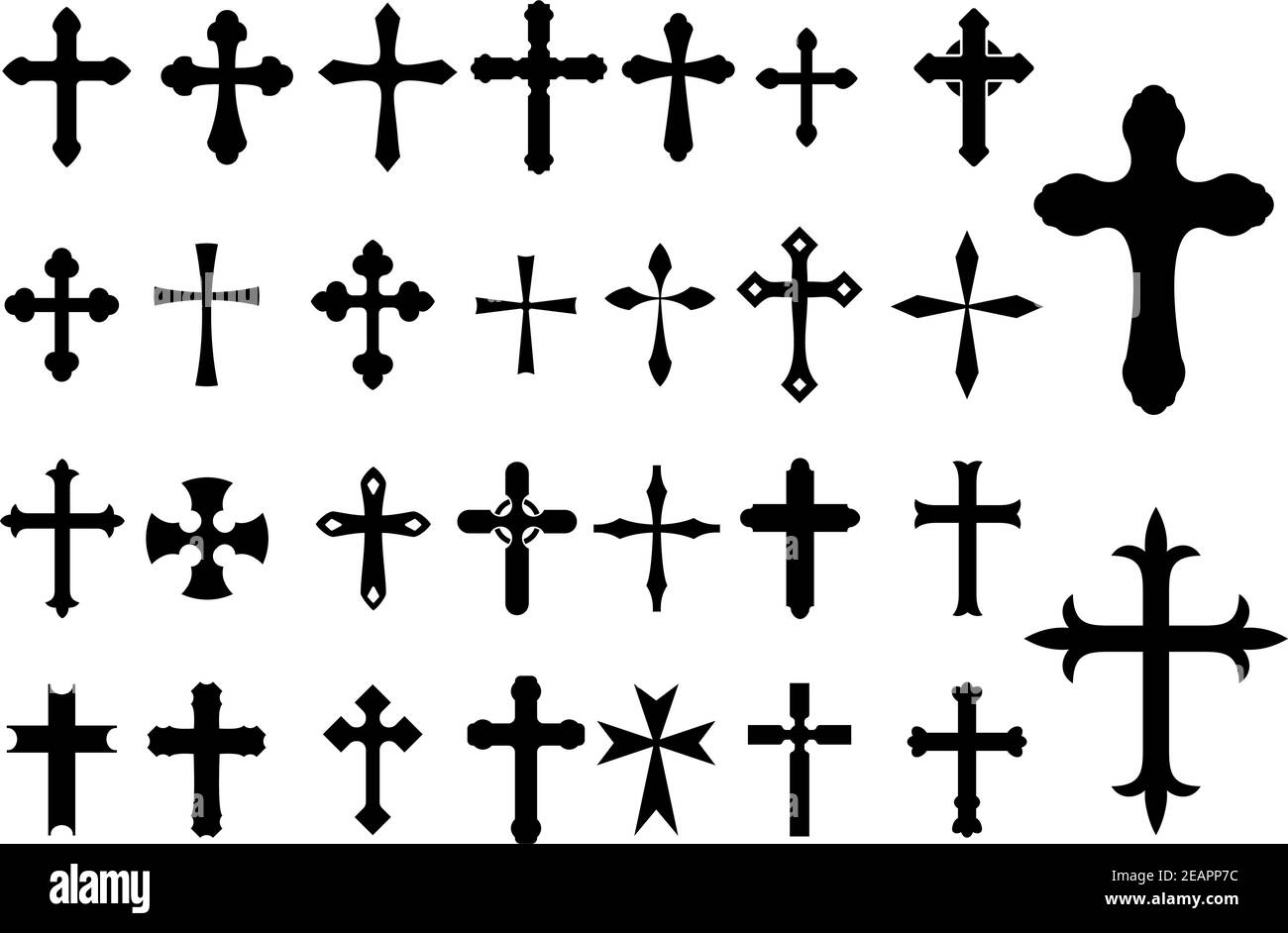 Religion Cross christianity symbols set isolated on white background ...