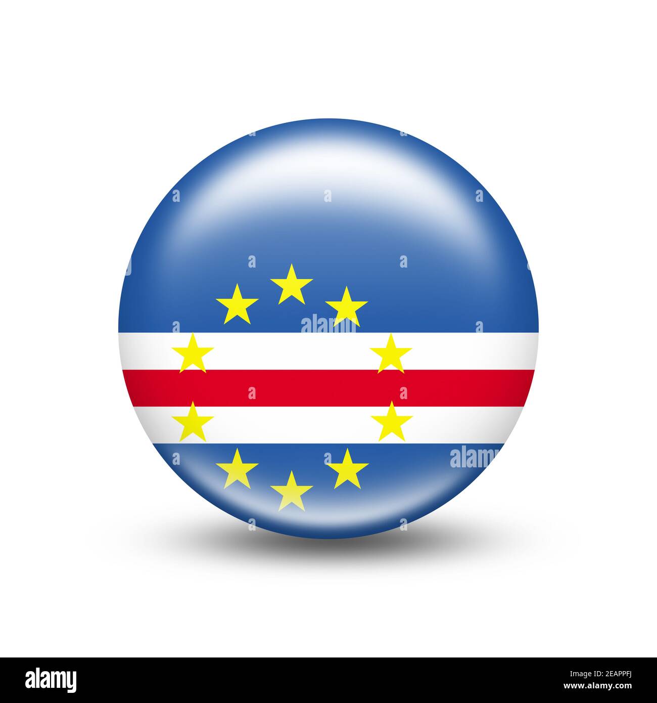 Cape Verde country flag in sphere with white shadow Stock Photo - Alamy