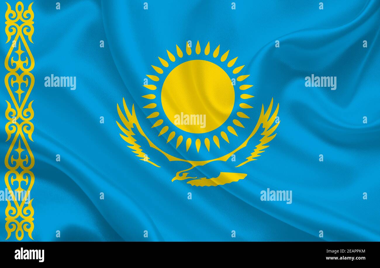 Kazakhstani flag hi-res stock photography and images - Alamy