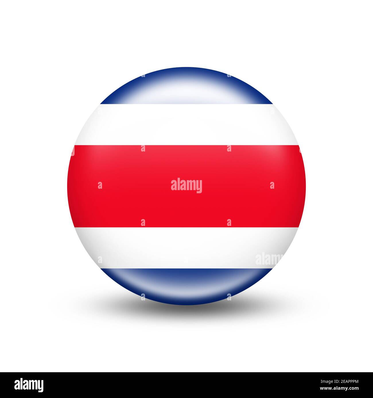 Costa Rica country flag in sphere with white shadow Stock Photo - Alamy