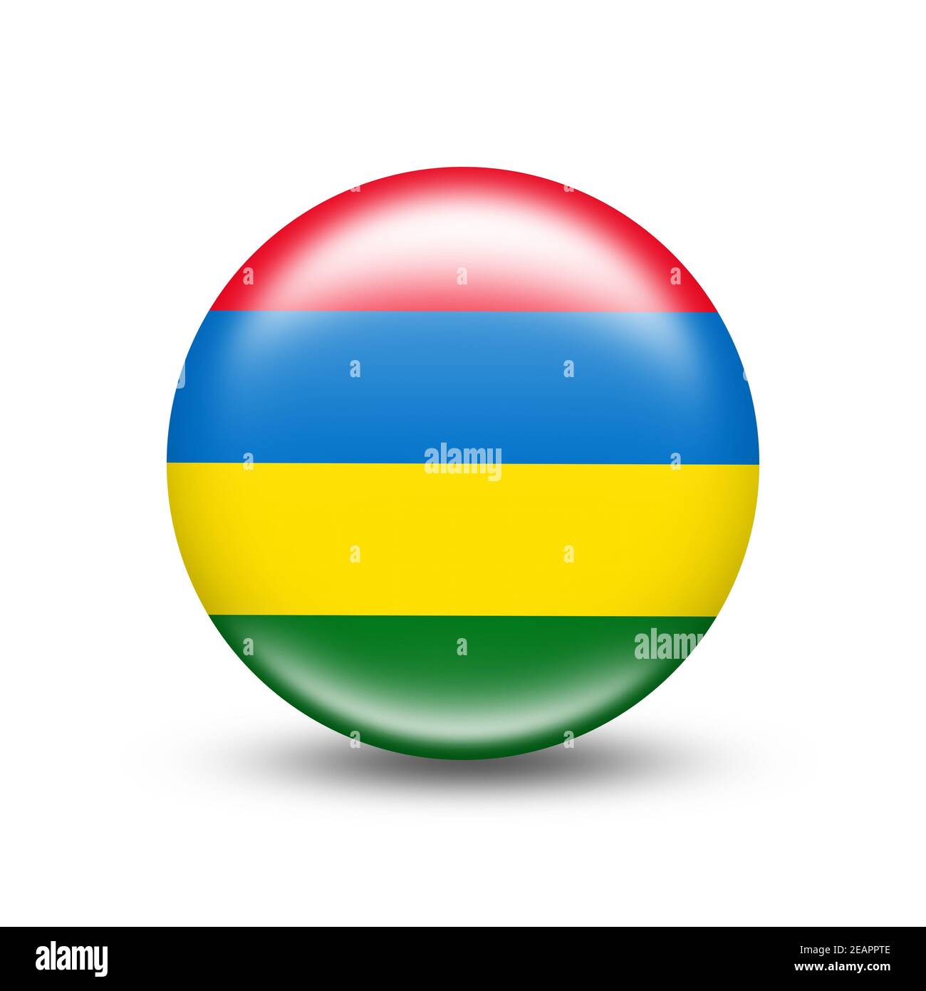 Mauritius country flag in sphere with white shadow Stock Photo - Alamy