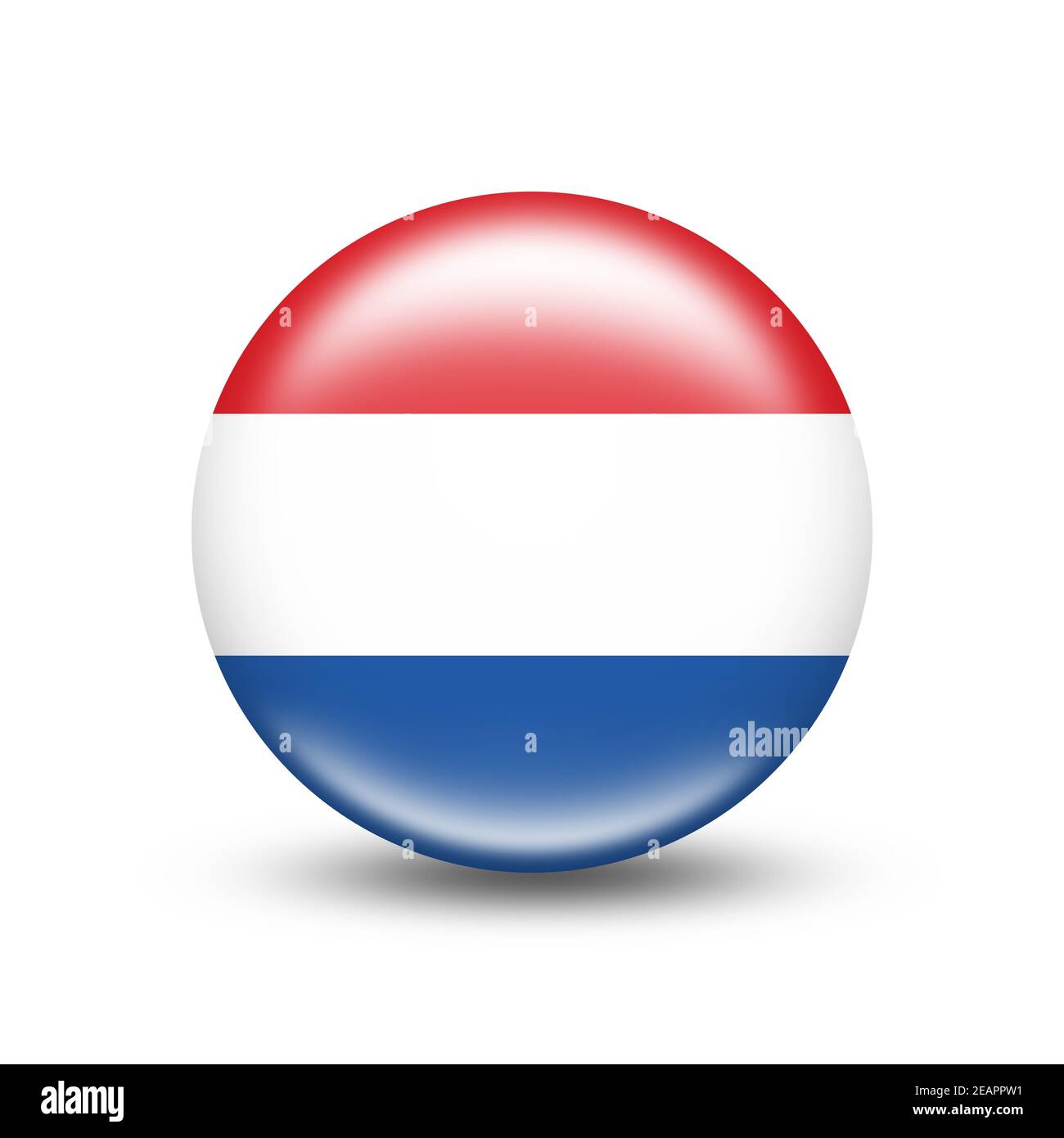 Netherlands country flag in sphere with white shadow Stock Photo - Alamy