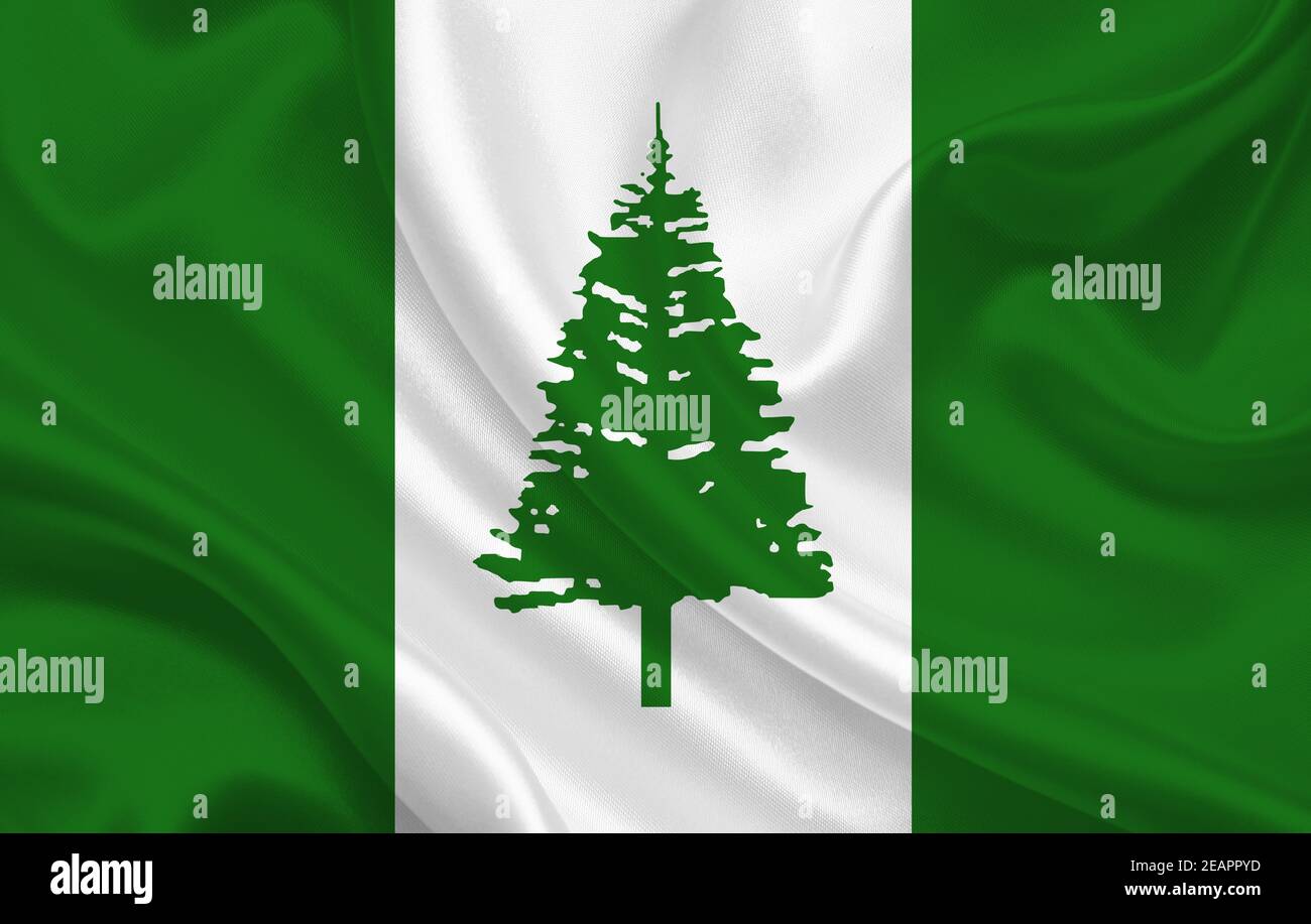 Norfolk country flag on wavy silk fabric background panorama Stock ...