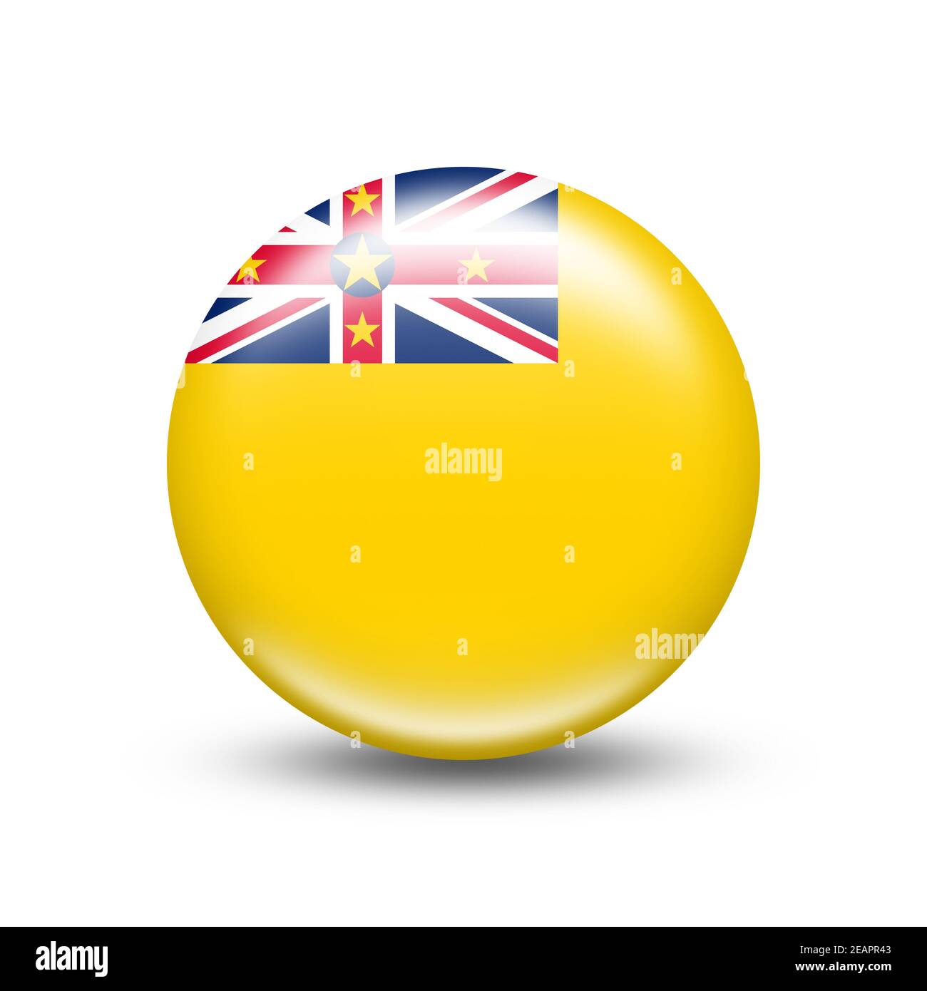 Niue country flag in sphere with white shadow Stock Photo - Alamy