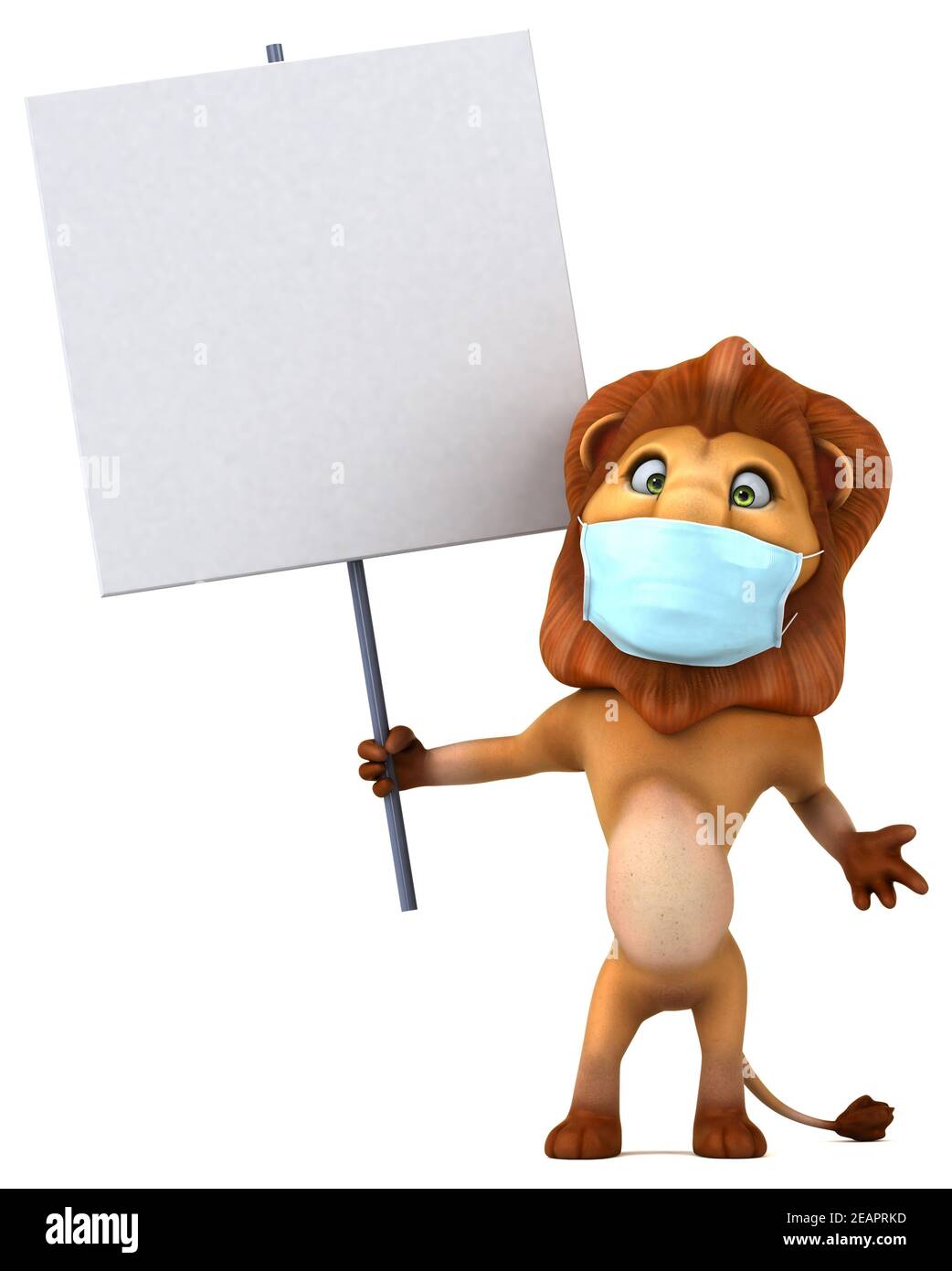 Fun 3D cartoon lion with a mask Stock Photo - Alamy