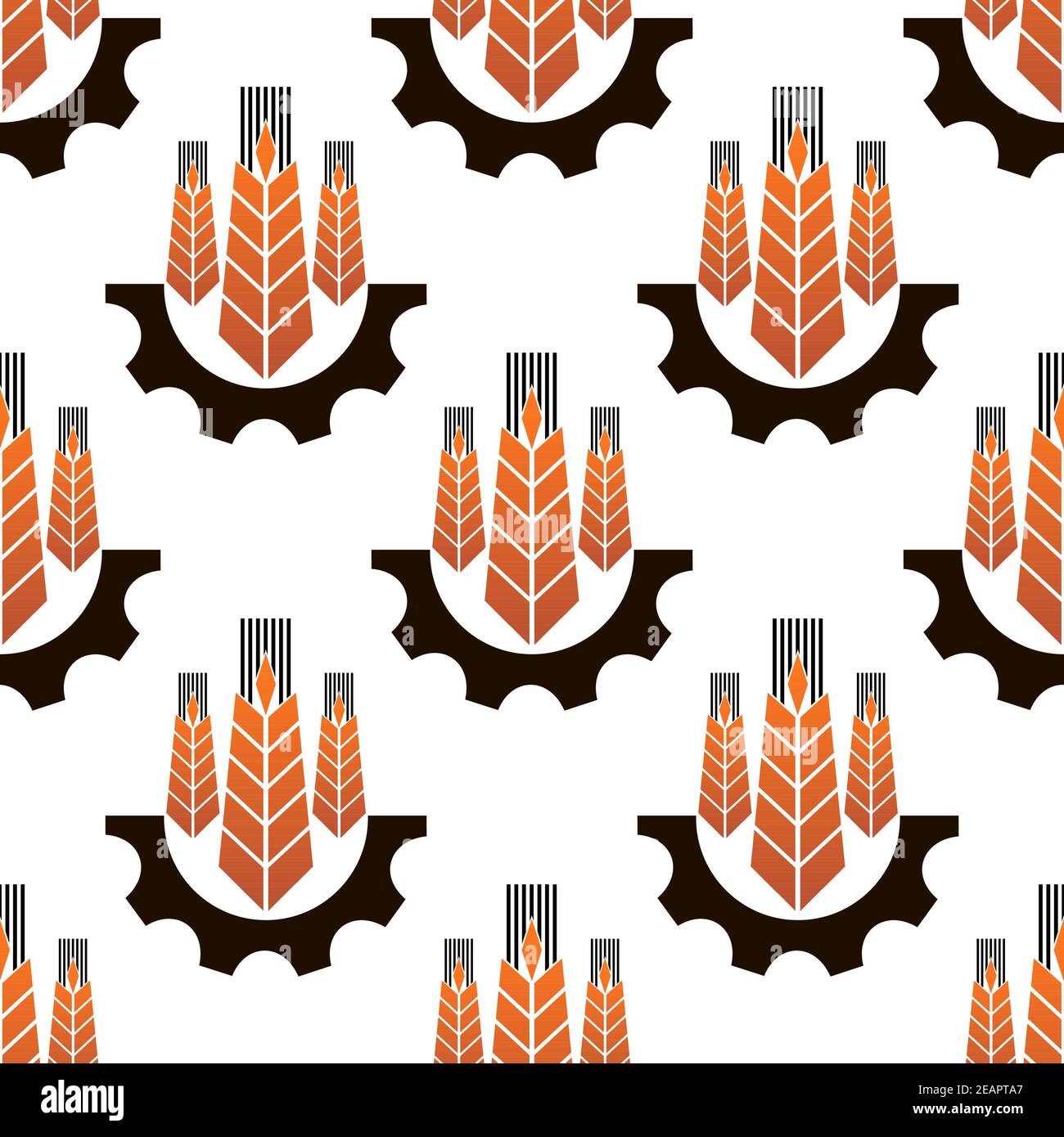 Seamless pattern gear and ear symbols for agriculture and industrial ...