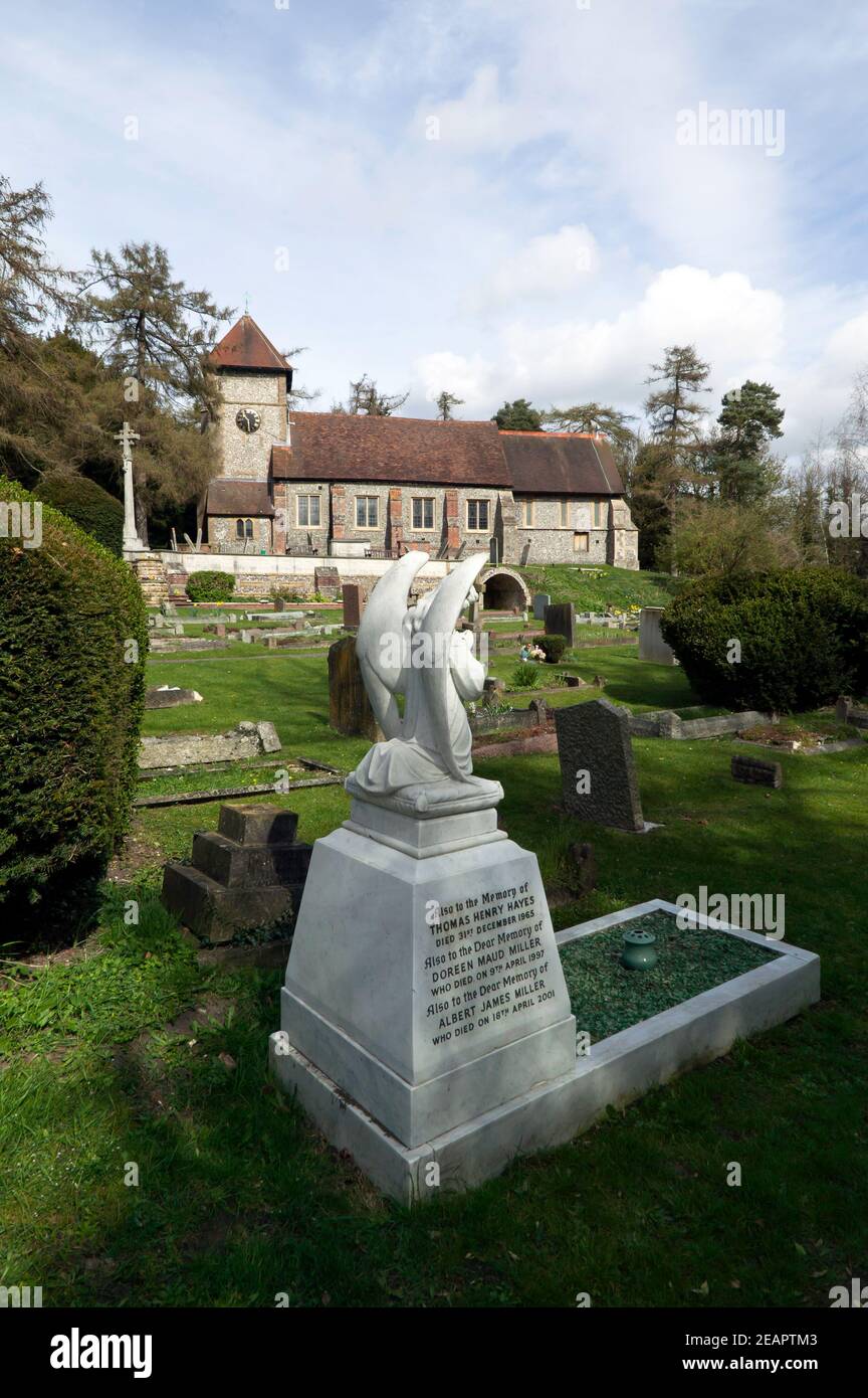 View of St Giles Church, from the Graveyard, Farnborough Village, Kent ...