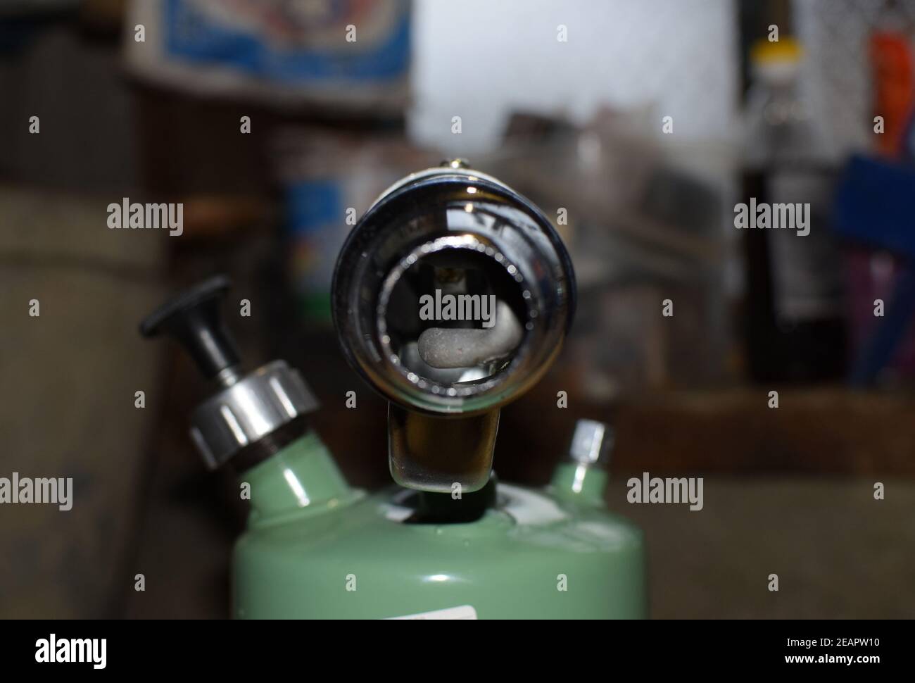 Blowtorch, general view. Blowtorch a with a green tank Stock Photo - Alamy