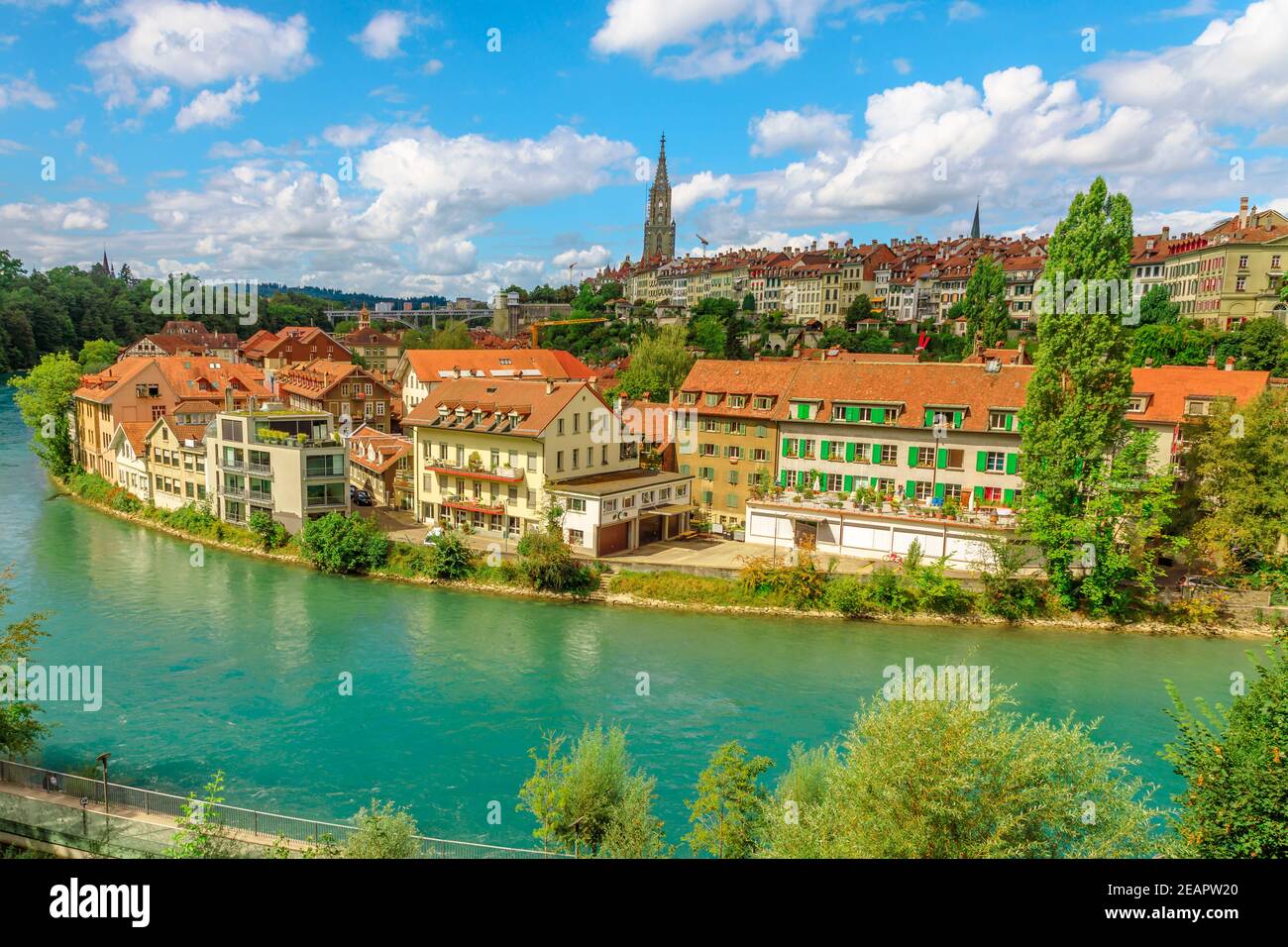 Aerial view of cityscape of old town of Bern, Switzerland, with ...