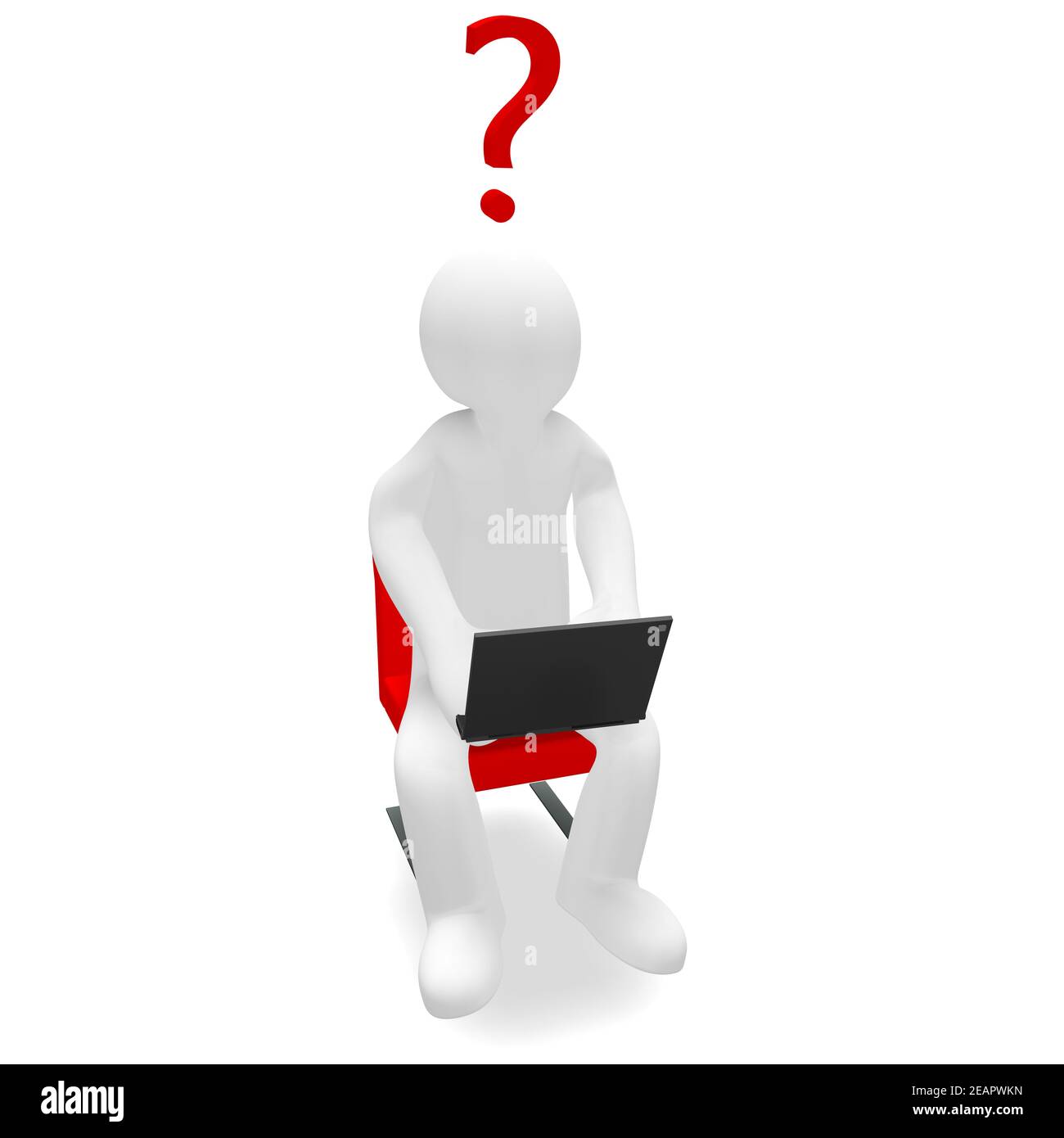 Little man works in a laptop Stock Photo - Alamy