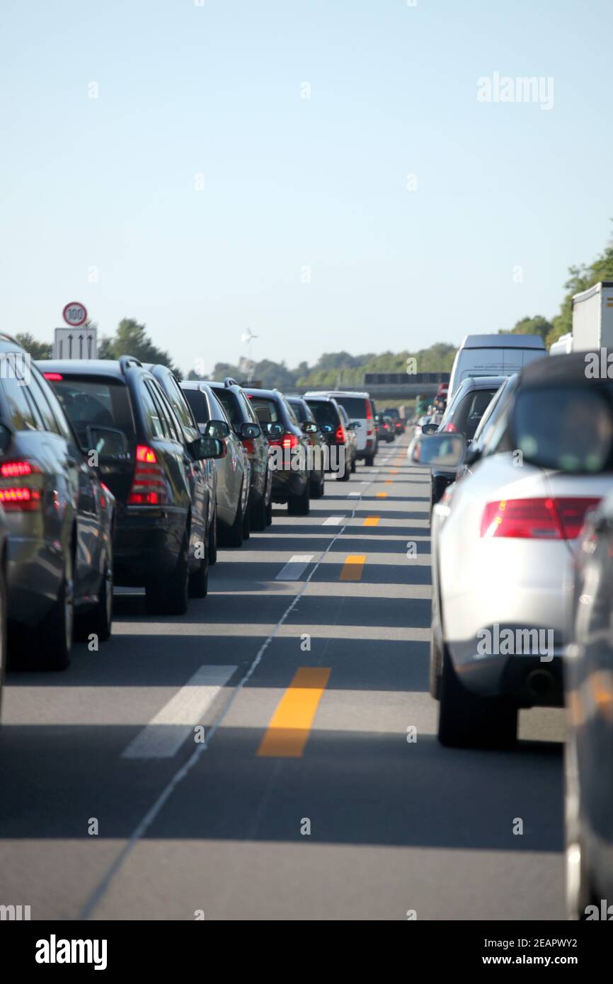 A long traffic jam from many different cars Stock Photo - Alamy