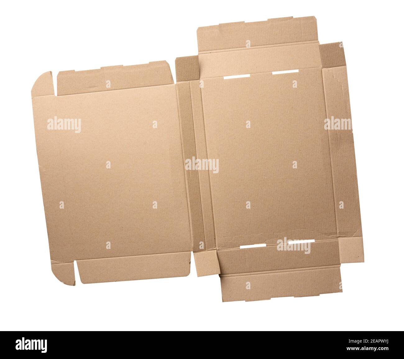 expanded template of brown rectangular corrugated cardboard box Stock ...