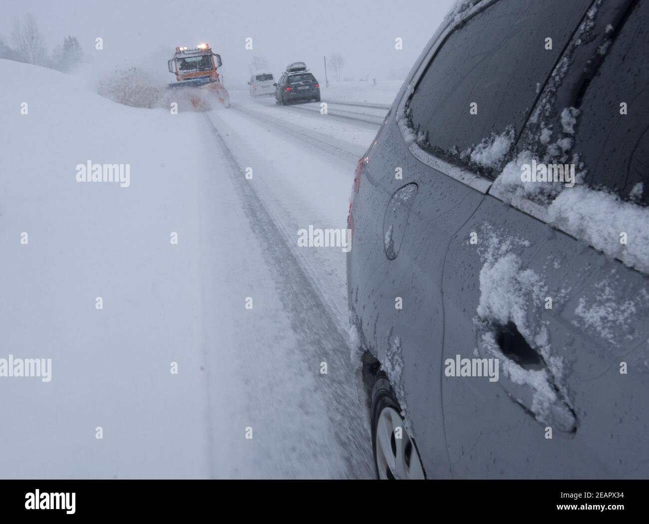 snow plow on country road Stock Photo - Alamy