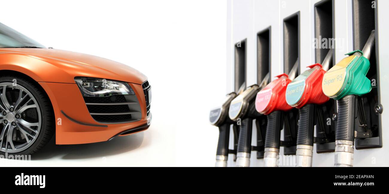 Gas station with different types of fuel Stock Photo - Alamy