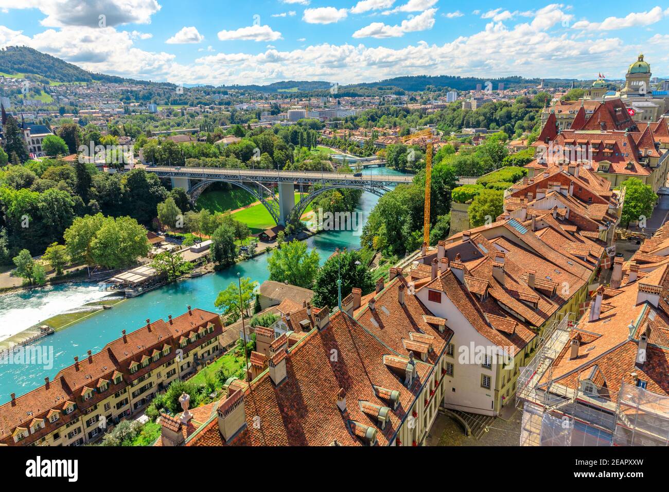Aerial view on old town with medieval architecture and historical ...