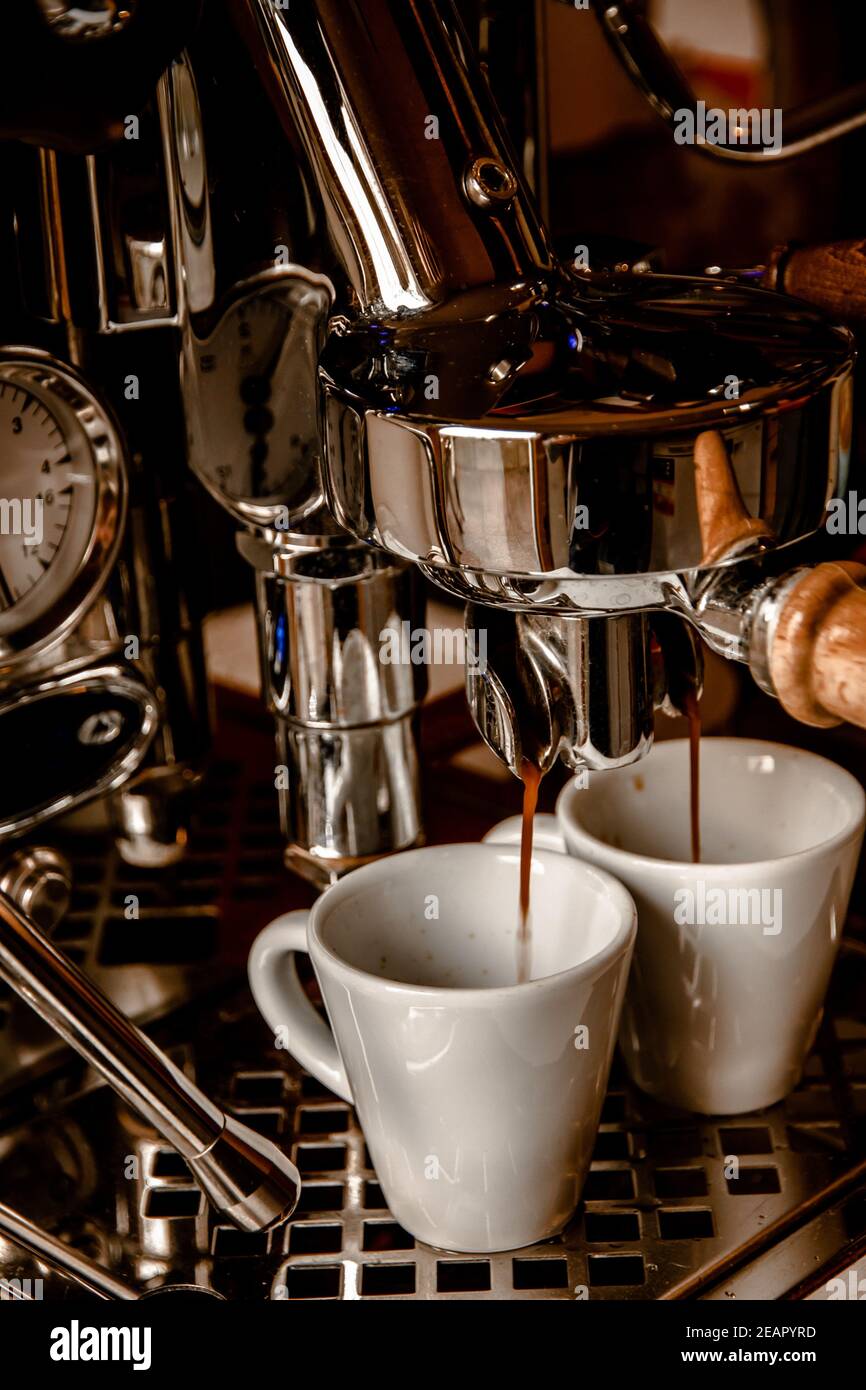 Coffee machine close-up view Stock Photo - Alamy