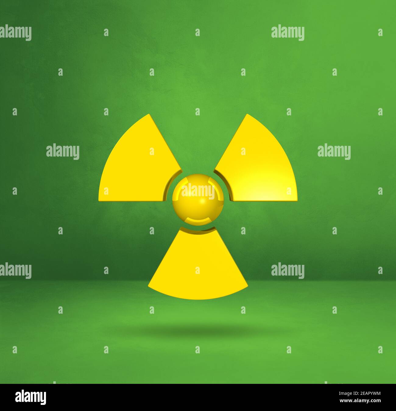 Radioactive symbol on a green studio background Stock Photo - Alamy