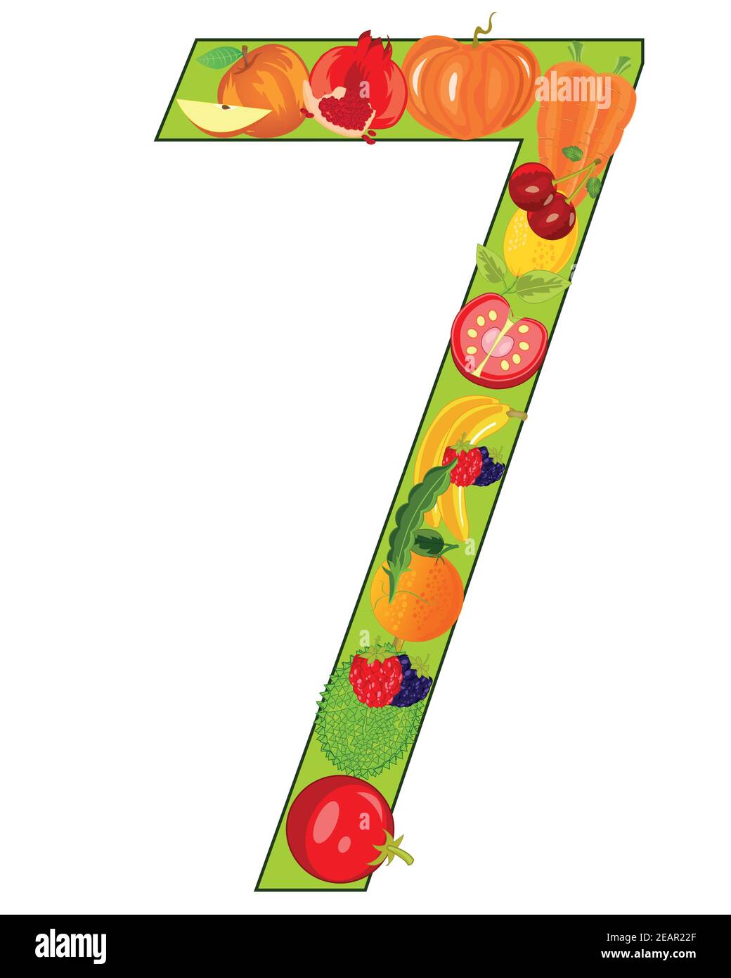 Vector illustration of the decorative symbol numeral seven from fruit ...