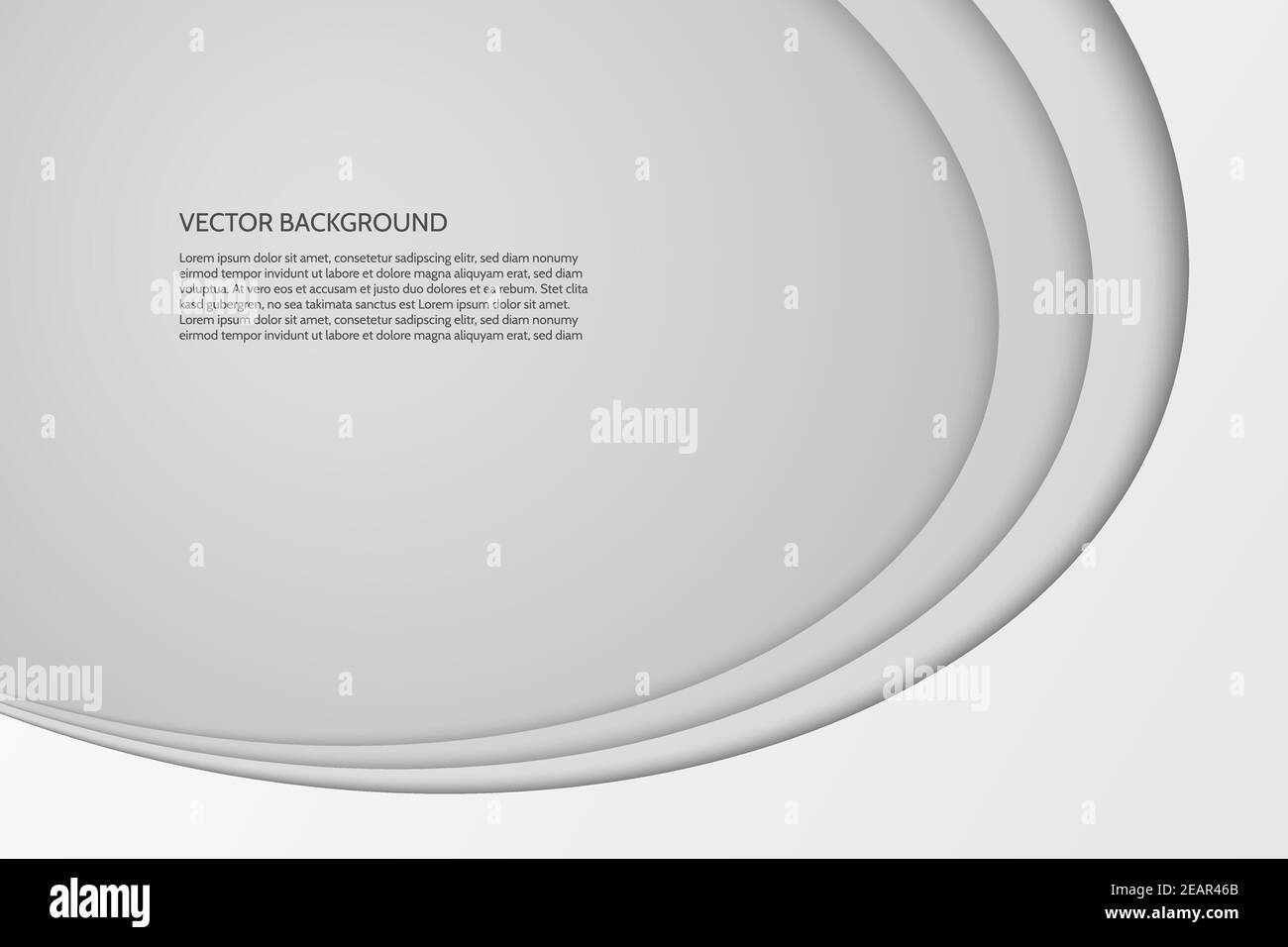Vector modern simple oval gray and white background with paper effect ...
