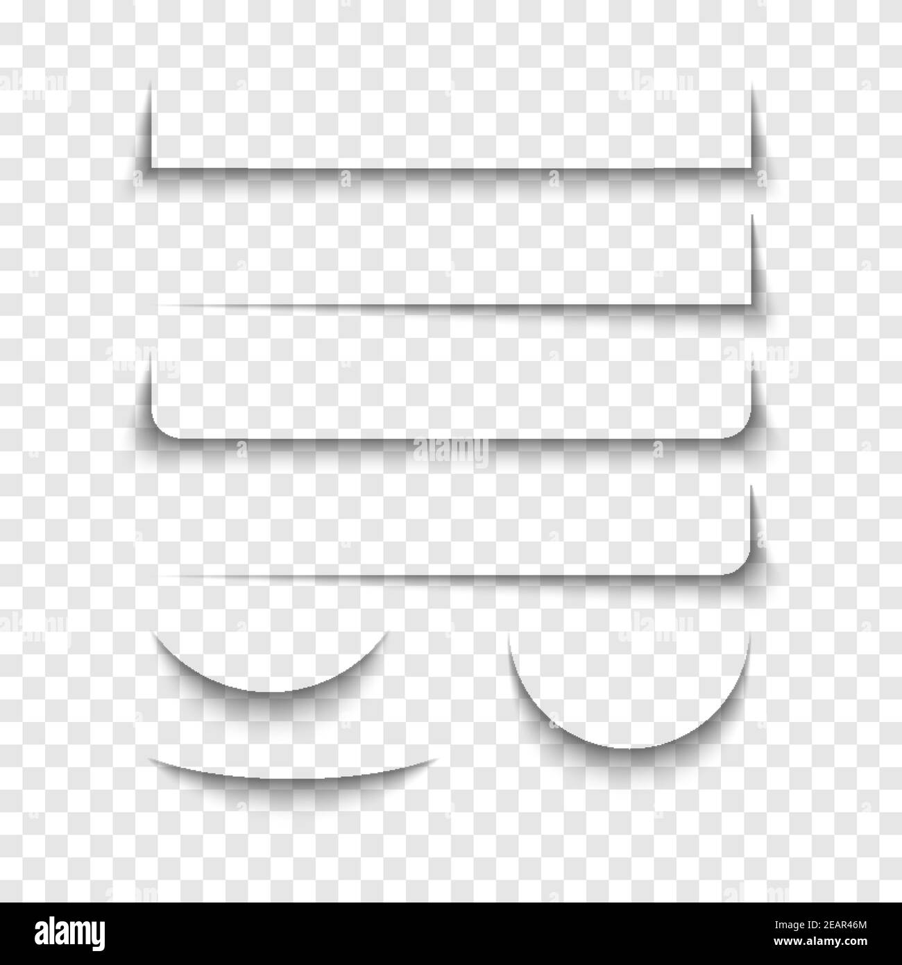 Vector realistic transparent shadows set. Paper edge shadows on ...