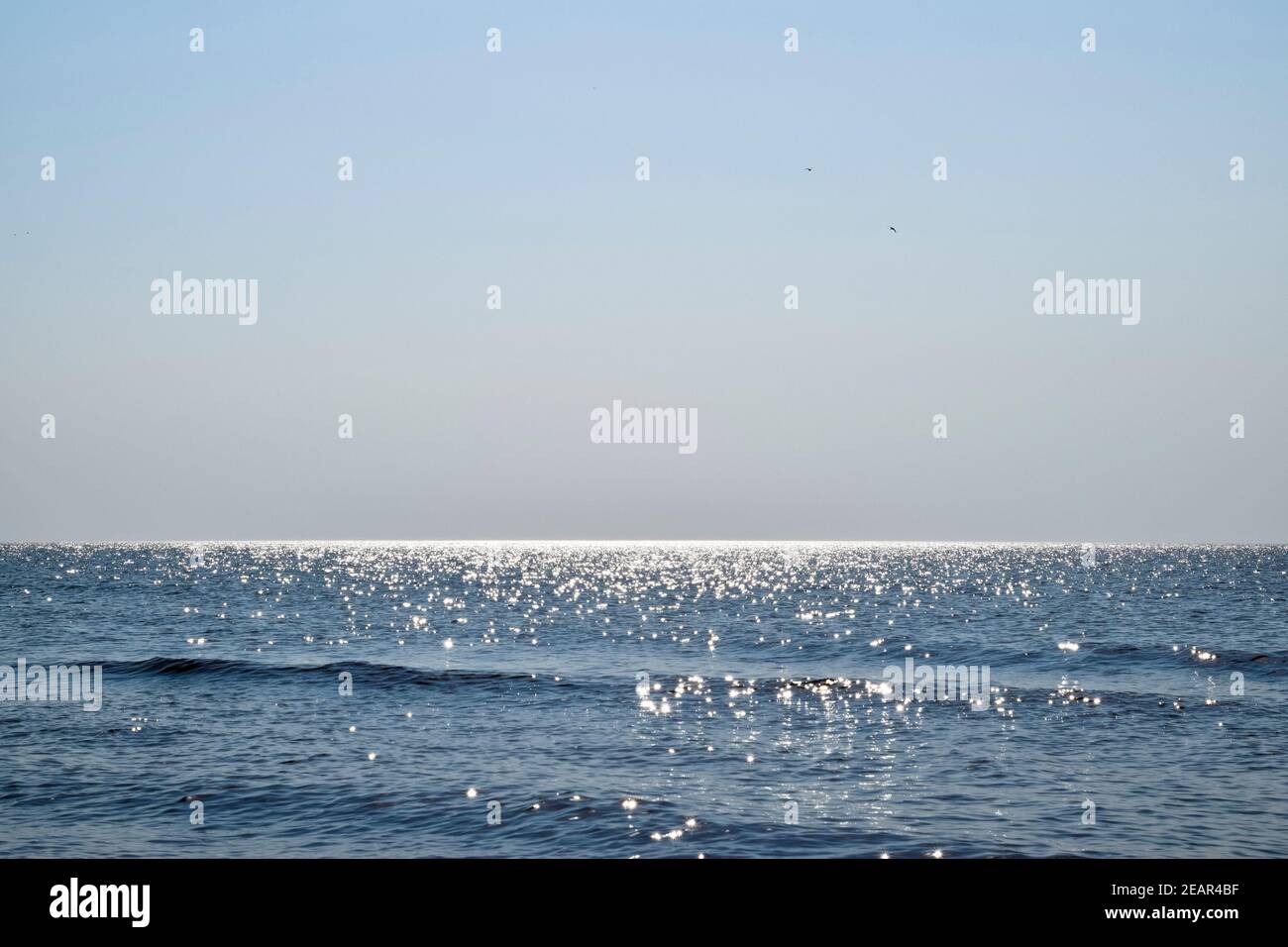 Sea line of the horizon. Sea and sky. The waves and glare of the sun ...