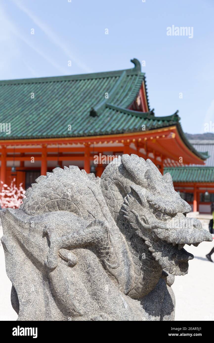 Kyoto Japan Azure Dragon statue At Heian Shrine Stock Photo - Alamy