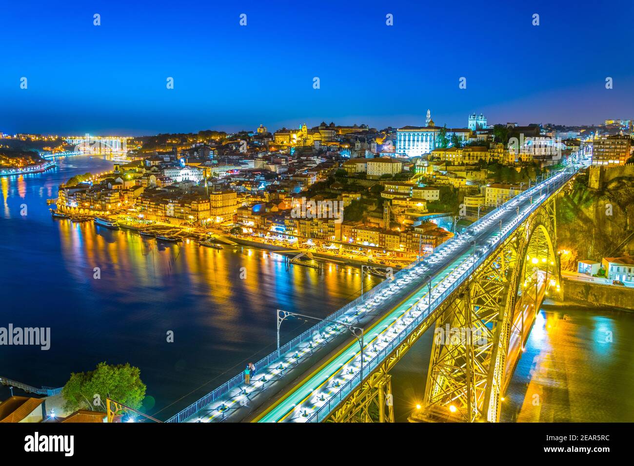 Panorama view of porto during night Stock Photo - Alamy