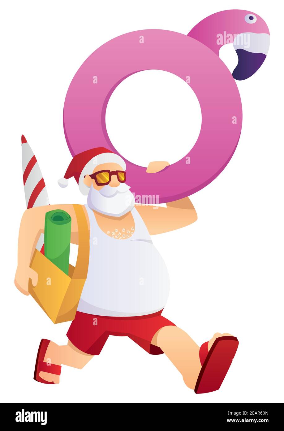Santa Going To Beach Stock Vector Image & Art - Alamy