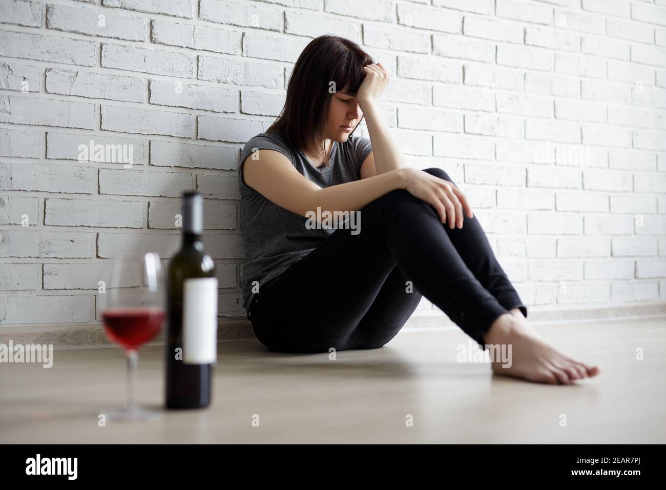 female alcoholism, relationship, divorce and depression concept - young ...