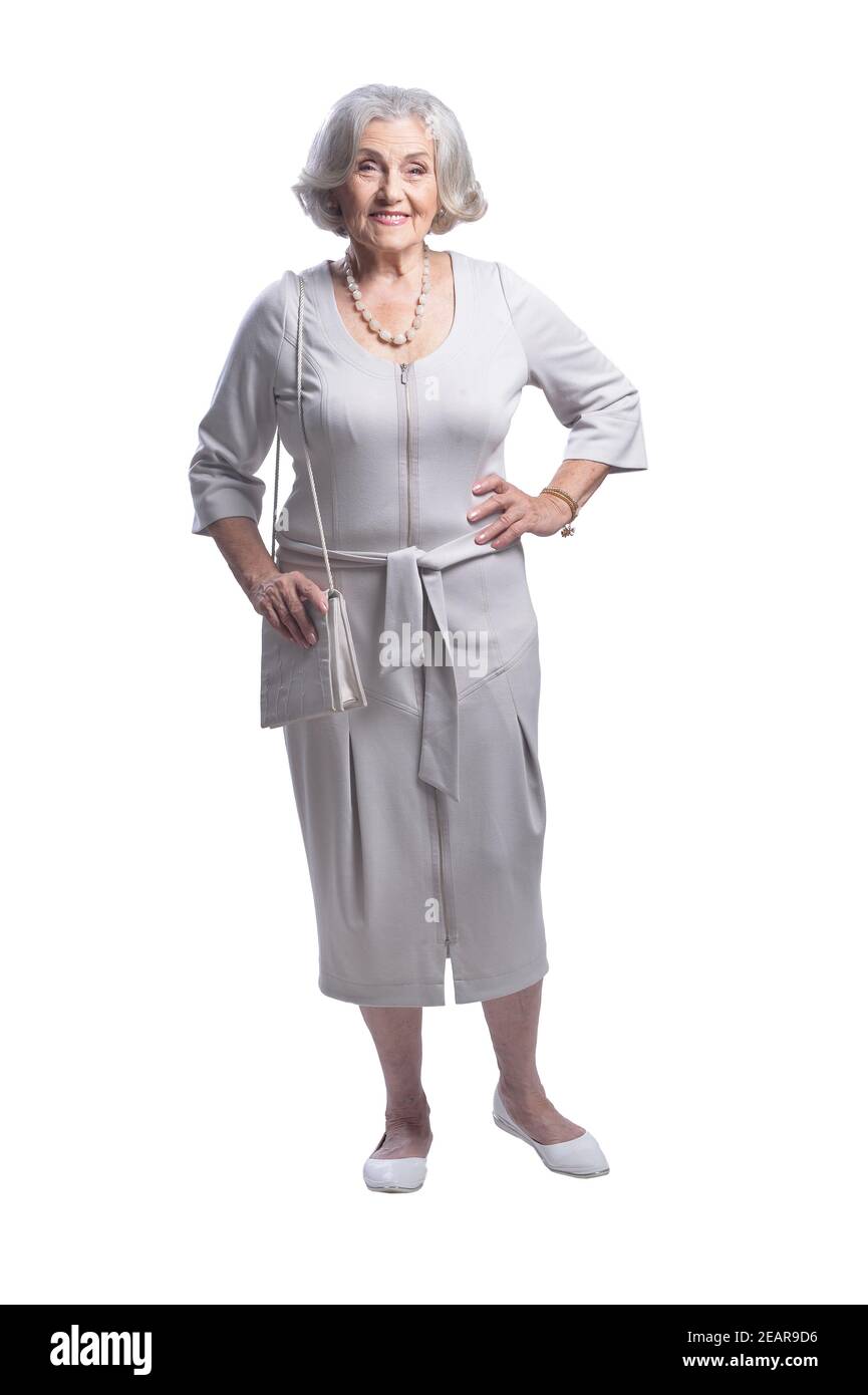 Happy woman posing against Cut Out Stock Images & Pictures - Alamy