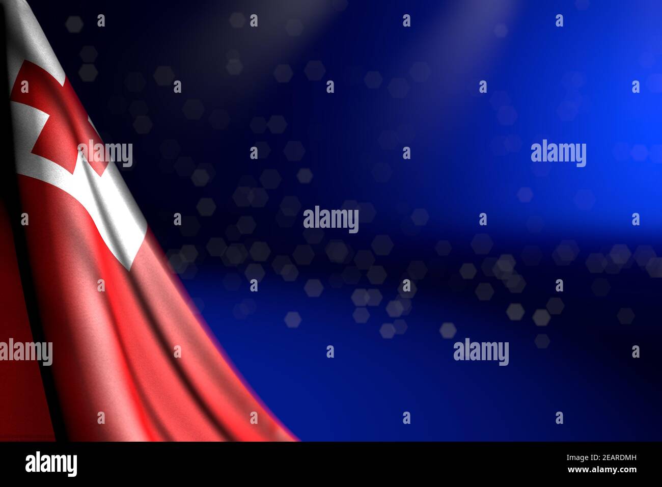 beautiful image of Tonga flag hanging diagonal on blue with selective ...
