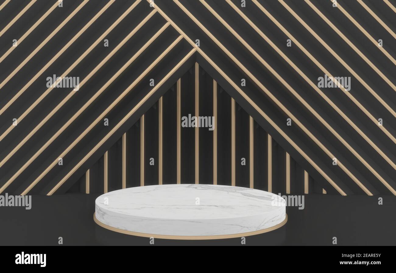 Dark style, Black minimal Podium eometric. 3D rendering Stock Photo - Alamy