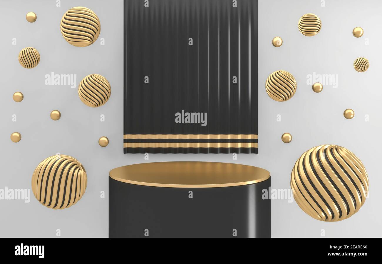 Dark style, Black minimal Podium eometric. 3D rendering Stock Photo - Alamy