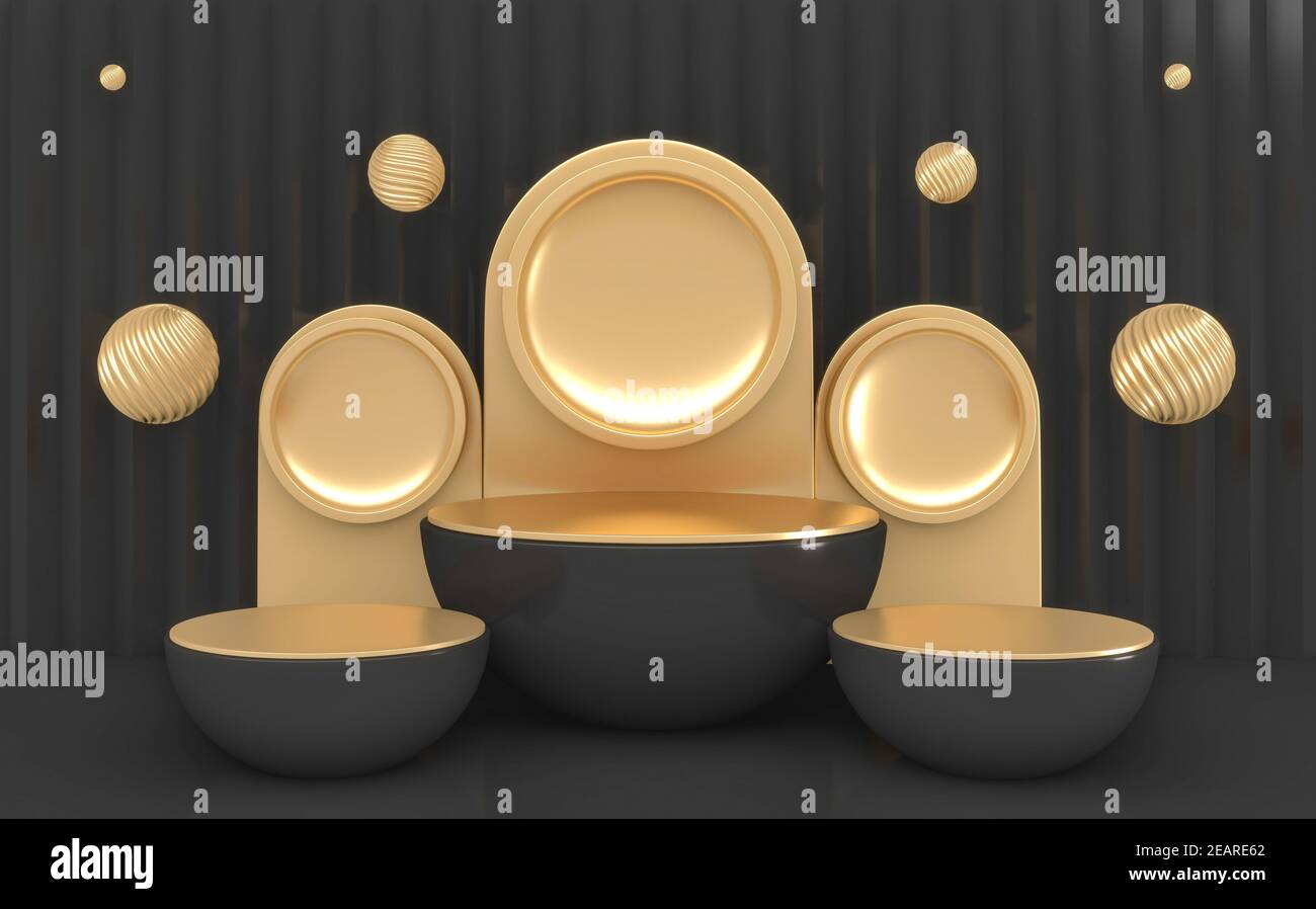 Dark style, Black minimal Podium eometric. 3D rendering Stock Photo - Alamy
