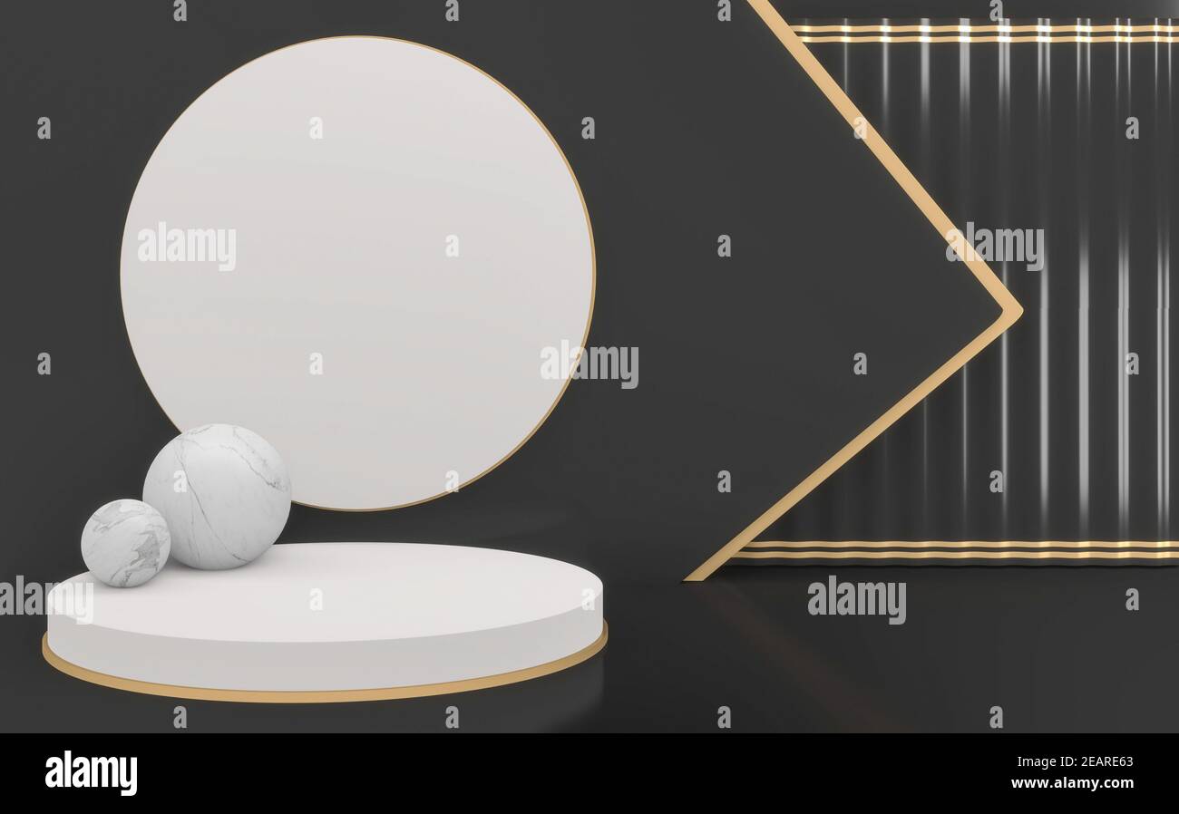 Dark style, Black minimal Podium eometric. 3D rendering Stock Photo - Alamy