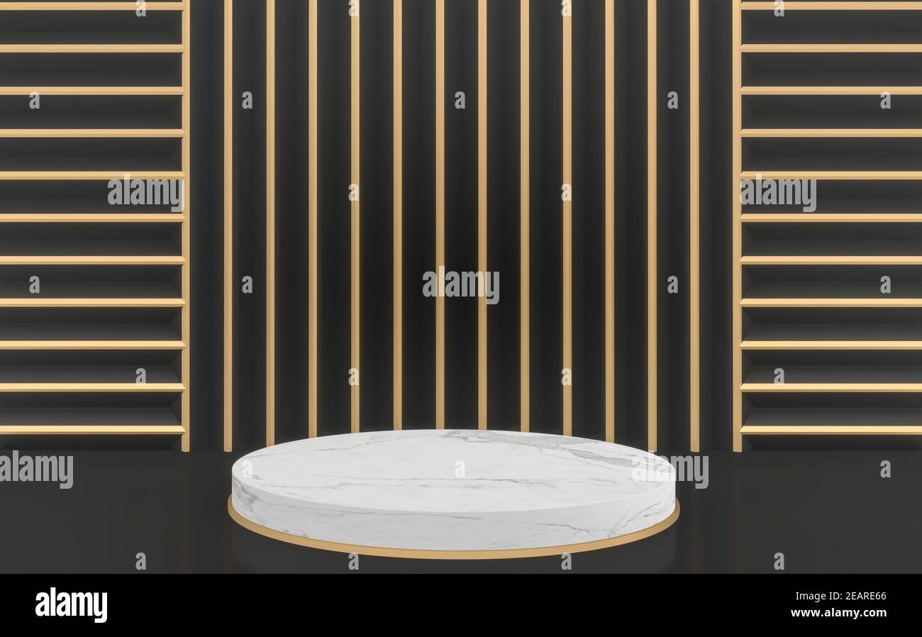 Dark style, Black minimal Podium eometric. 3D rendering Stock Photo - Alamy