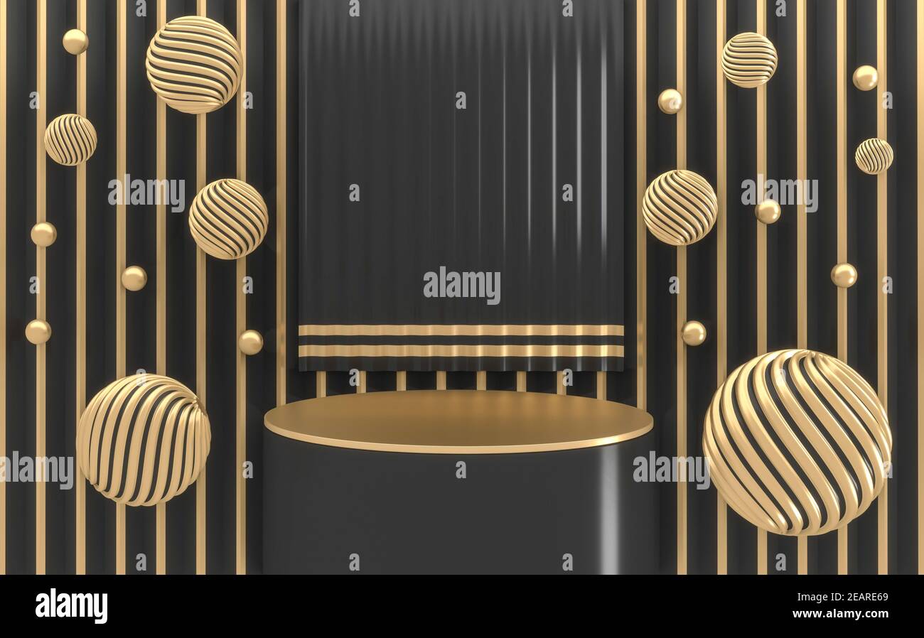 Dark style, Black minimal Podium eometric. 3D rendering Stock Photo - Alamy