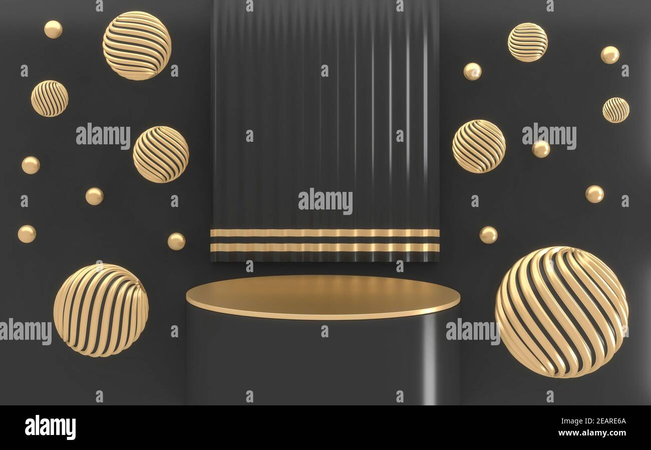 Dark style, Black minimal Podium eometric. 3D rendering Stock Photo - Alamy