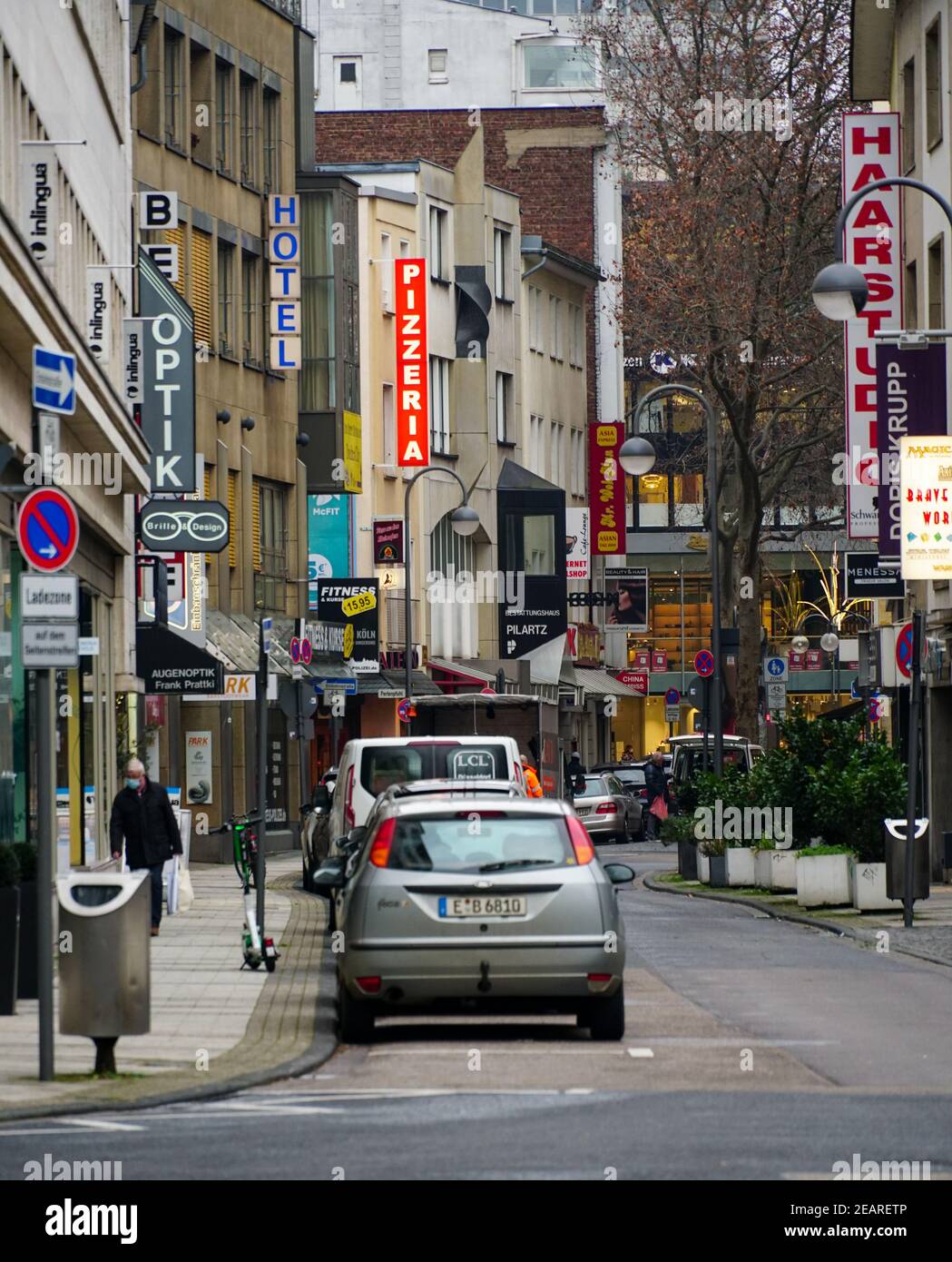 COLOGNE, GERMANY - Jan 06, 2021: Street scenery in city of Cologne ...