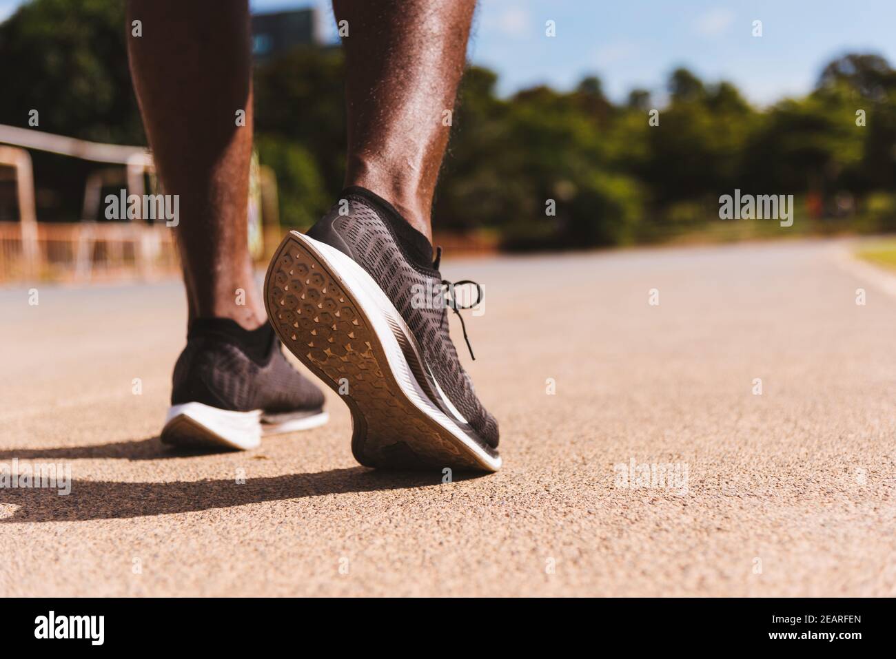 sport runner black man wear feet active ready to running training Stock ...