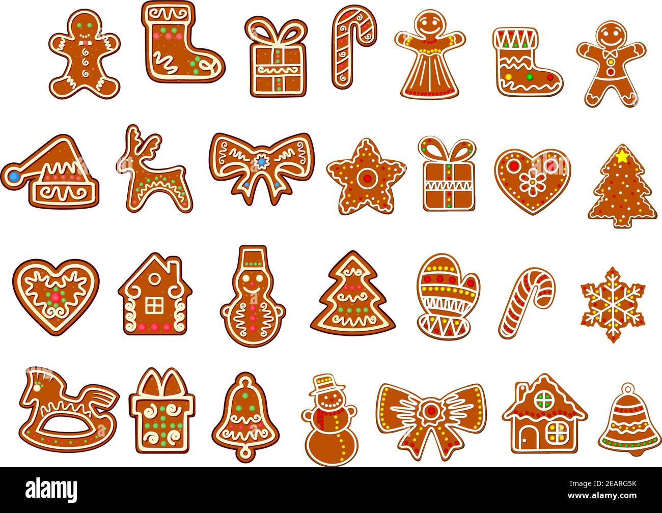 Big Christmas cookies collection with gingerbread figures of snowmans ...