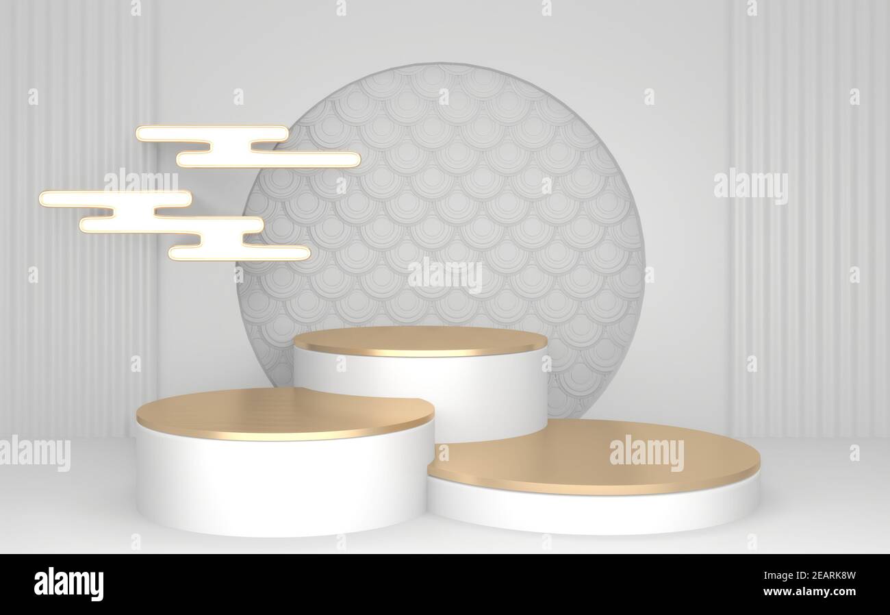 Japanese golden Podium minimal geometric white and gold style abstract ...