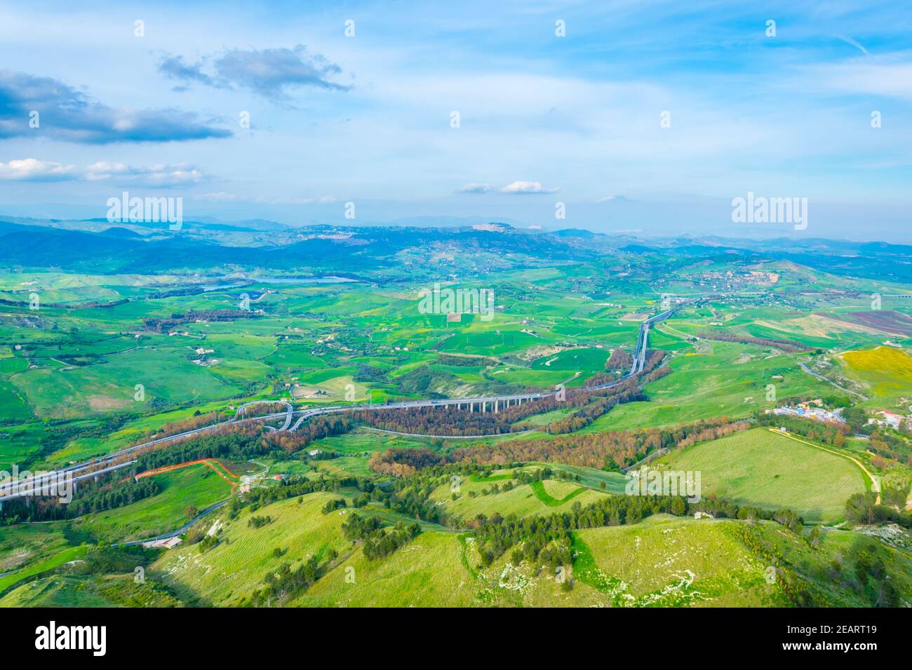 nature in the central Sicily with Calascibetta village, Italy Stock ...