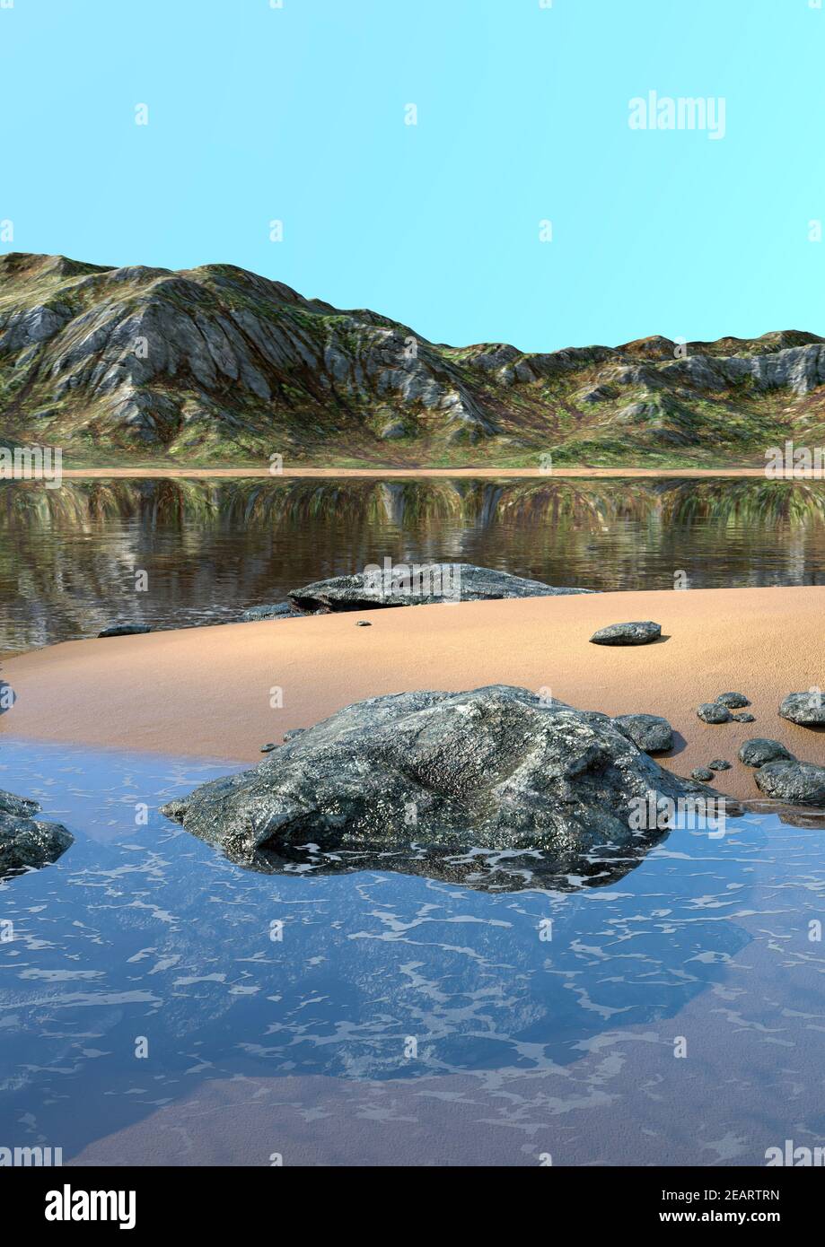 3D Rendering Tropical Lagoon Stock Photo - Alamy