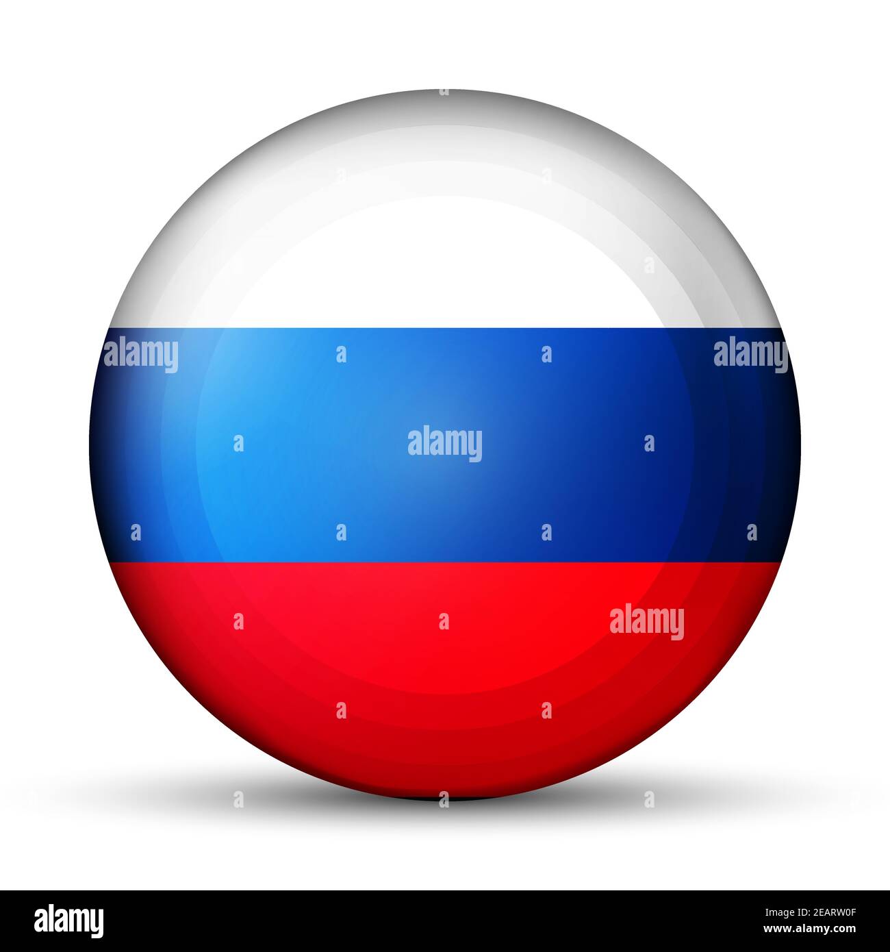 Glass light ball with flag of Russia. Round sphere, template icon ...