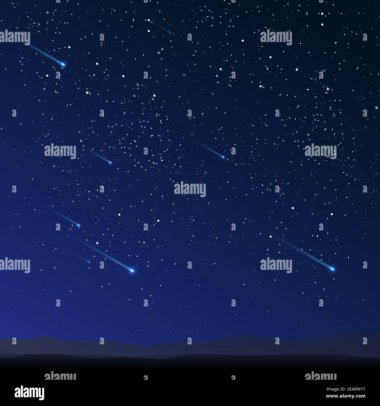 Starry black and blue sky with flying comets Stock Photo - Alamy