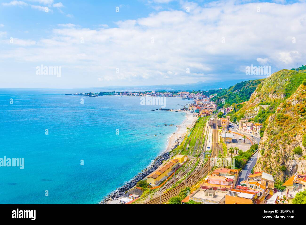 Aerial view of train station in Taormina, Sicily, Italy Stock Photo - Alamy