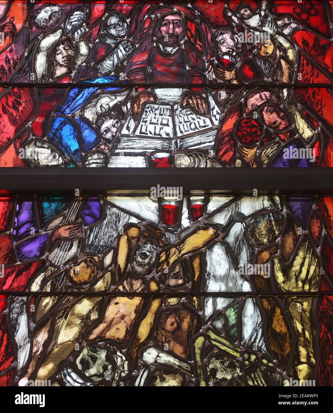 God bears the guilt of all mankind, stained glass window by Sieger ...