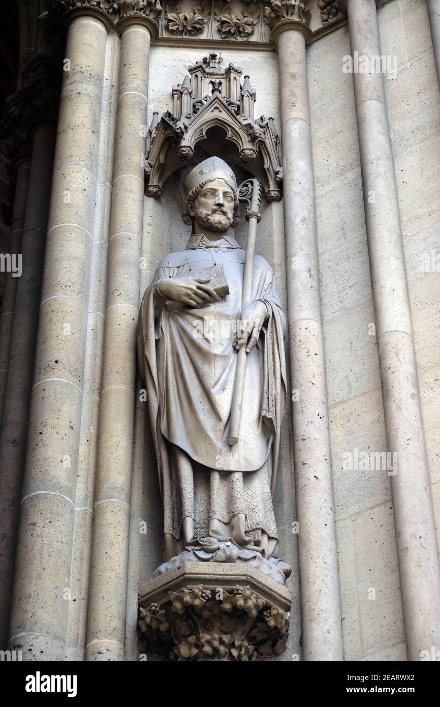 Statue of Saint on the portal of the Basilica of Saint Clotilde in ...