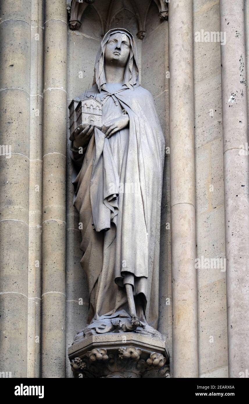 Statue of Saint on the portal of the Basilica of Saint Clotilde in ...